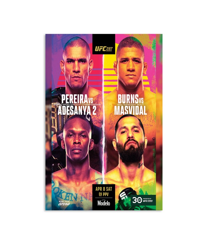 UFC 287 Ultimate Fighting Championship Miami, FL 2023 Event Poster ...